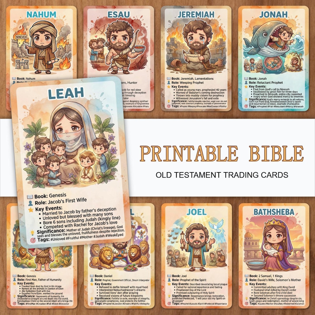 Printable Old Testament Bible Trading Cards – Bible Made Simple, Chibi ...