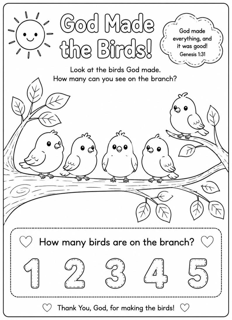 Christian Preschool Coloring Pages | God's Creation Worksheets (digital ...