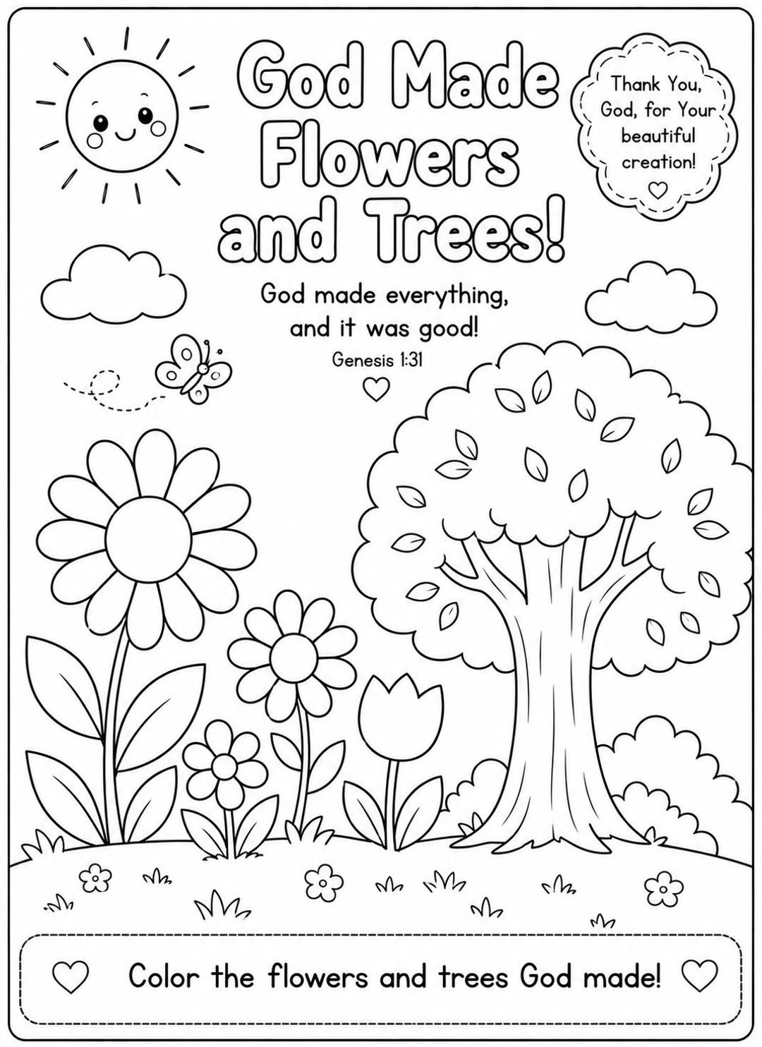Christian Preschool Coloring Pages | God's Creation Worksheets (digital ...