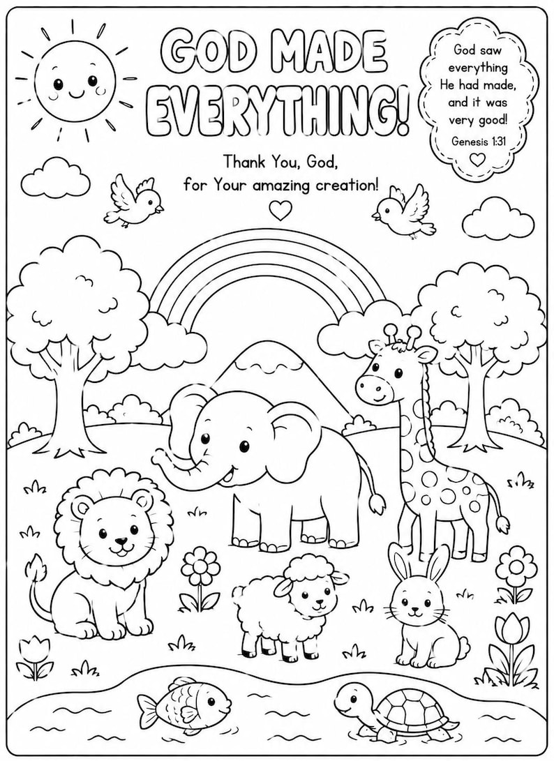 Christian Preschool Coloring Pages | God's Creation Worksheets (digital ...