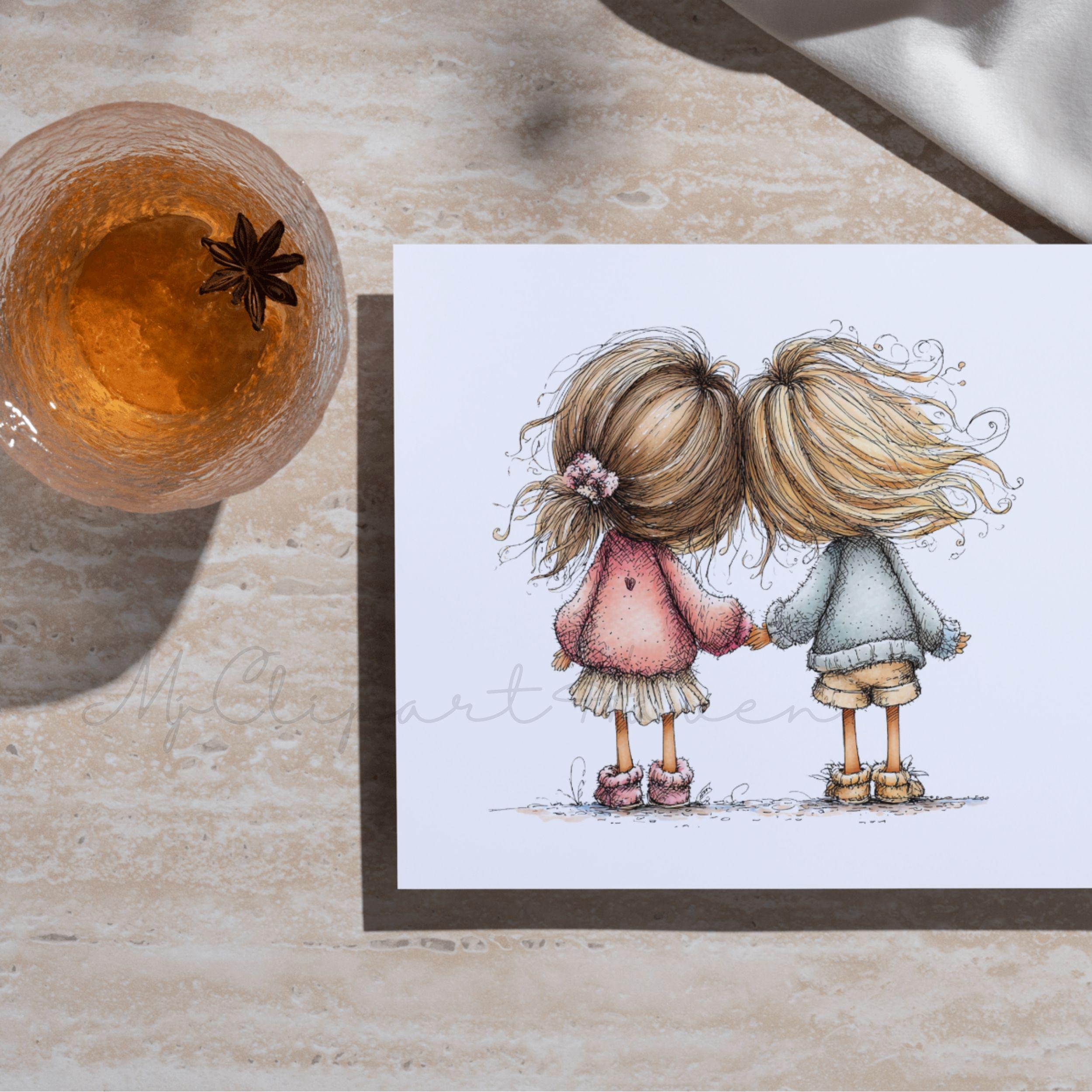 Best Friends Clipart Bundle, Bestie Png, Friendship Graphics, Quirky ...
