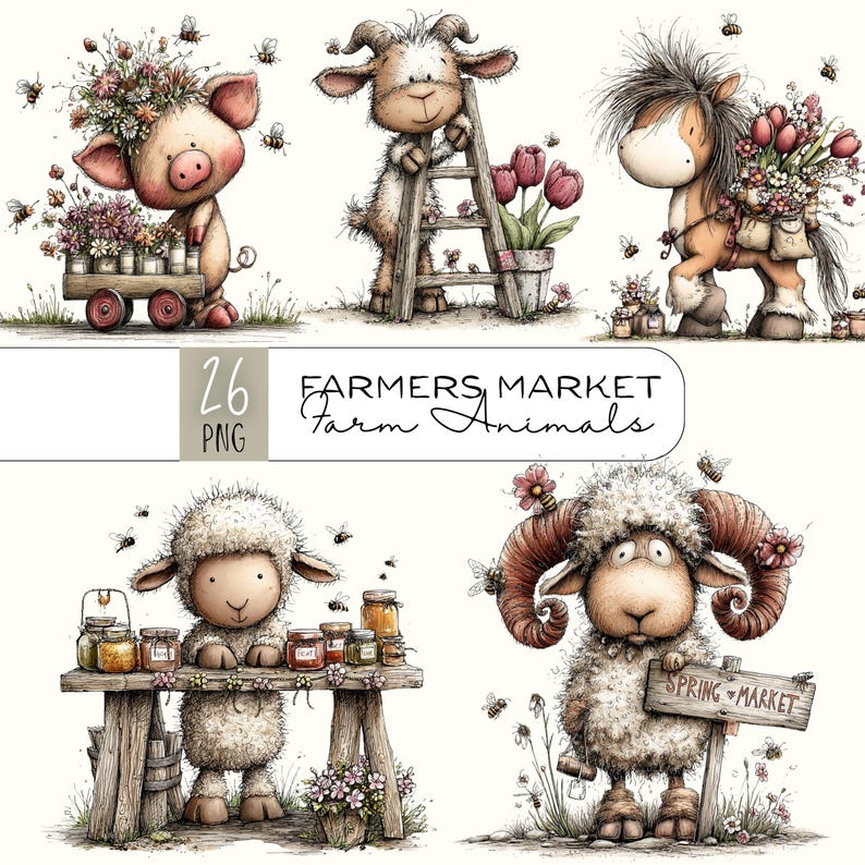 26 PNG Farmers Market Animal Clipart, Cute Farm PNG, Country Nursery ...