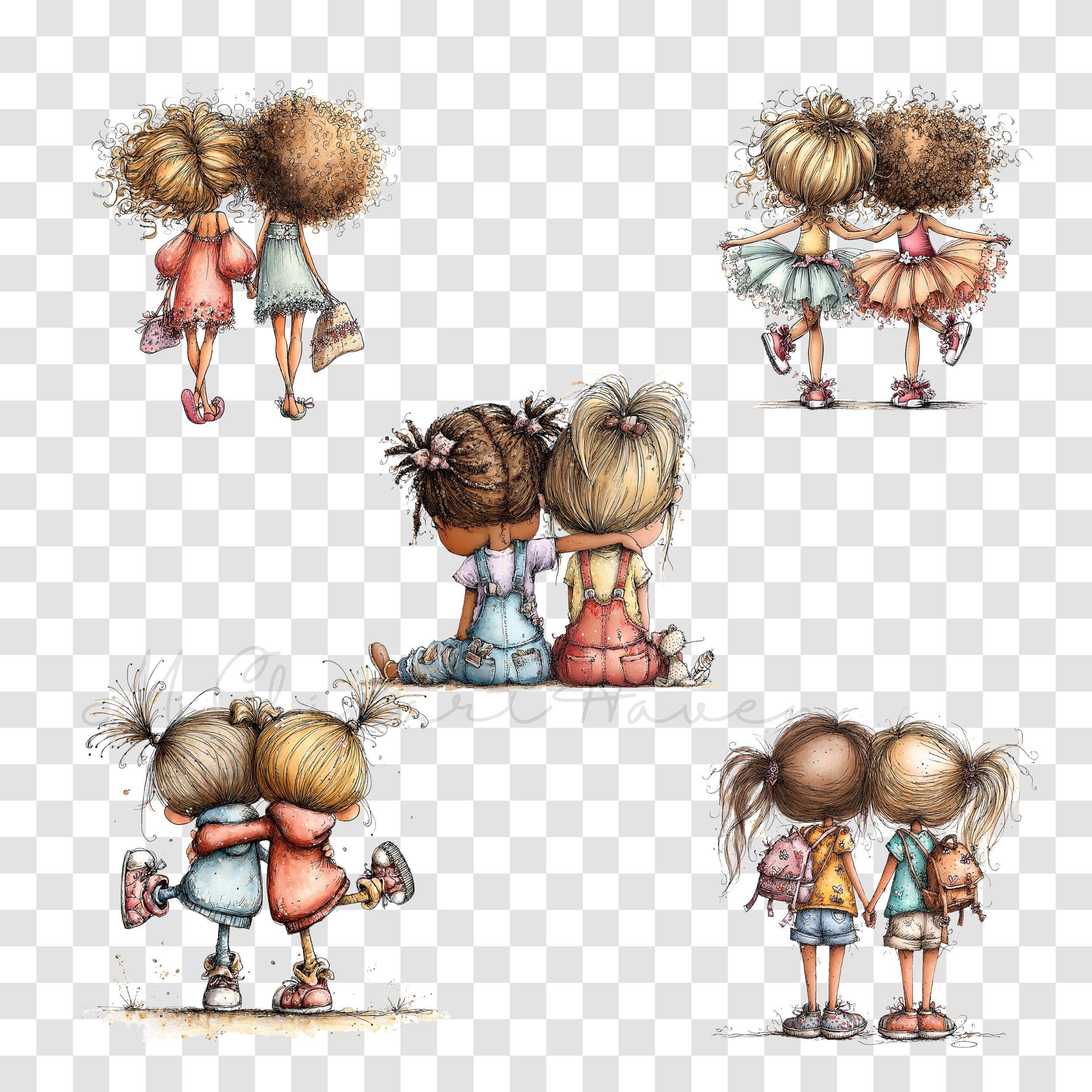Best Friends Clipart Bundle, Bestie Png, Friendship Graphics, Quirky ...