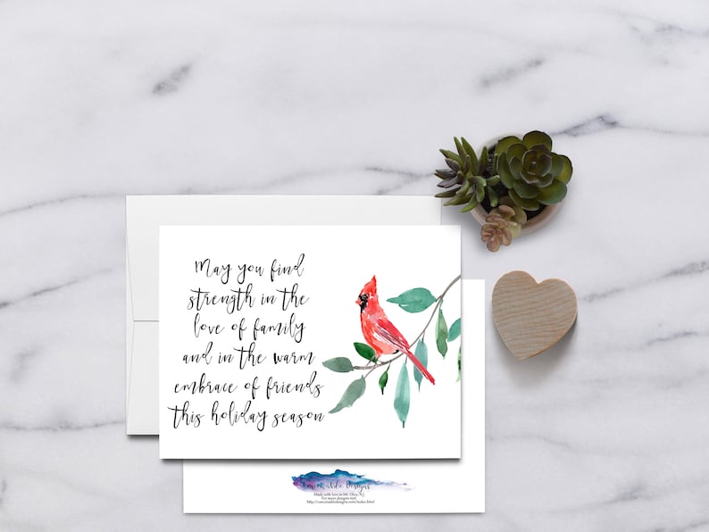 Cardinal Holiday Sympathy Card - Etsy