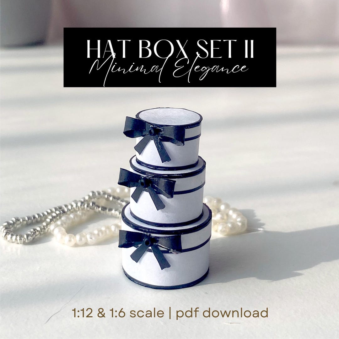 Miniature Hat Box Set II, Minimal Elegance, Dollhouse Packaging ...