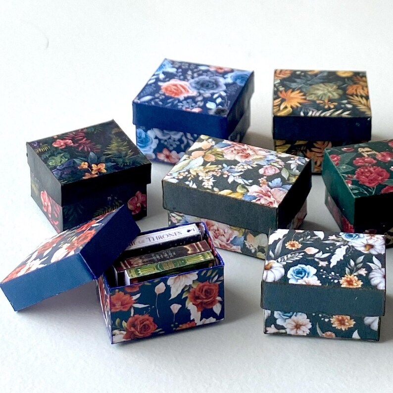 Printable Miniature Storage Box Bundle, 1:12 and 1/6 Scale Moody Floral ...