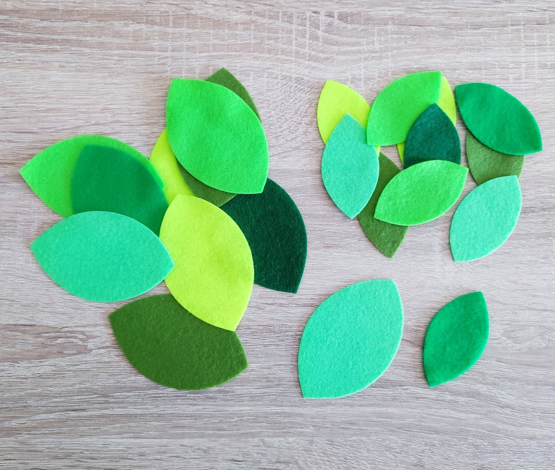 Big Felt Leaves, Green Foliage, Pre Cut Felt Shapes, Craft Felt Leaves ...