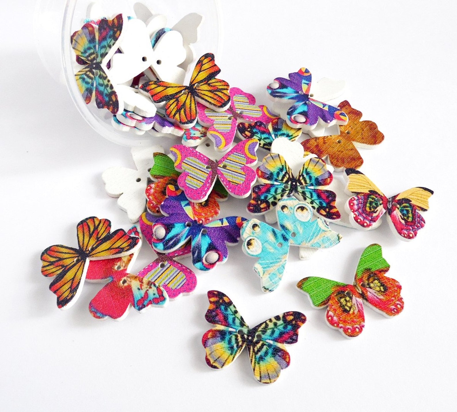 Butterfly Wood Buttons Painted Button for Crafts Sewing - Etsy Ireland