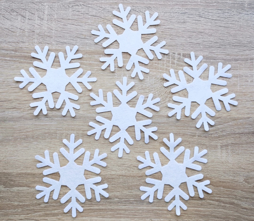 White Felt Snowflakes, Felt Supplies for Crafts, Die Cut for Christmas ...