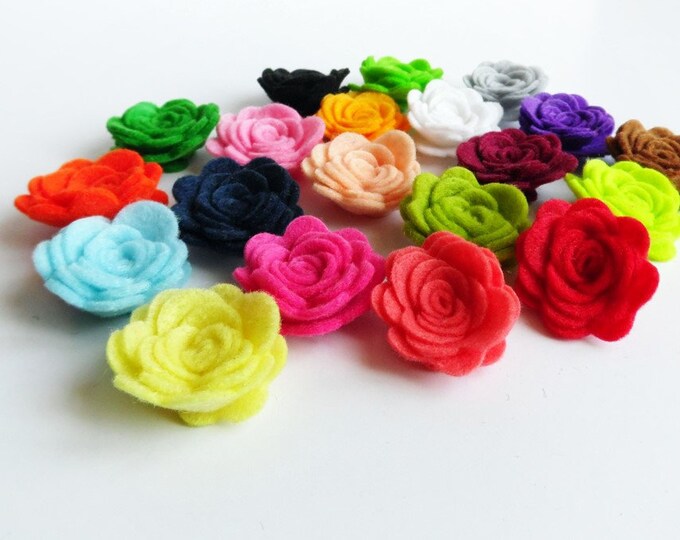White Rose Forever Flower - Handmade Natural Wool Felt Rose Flower Stem ...