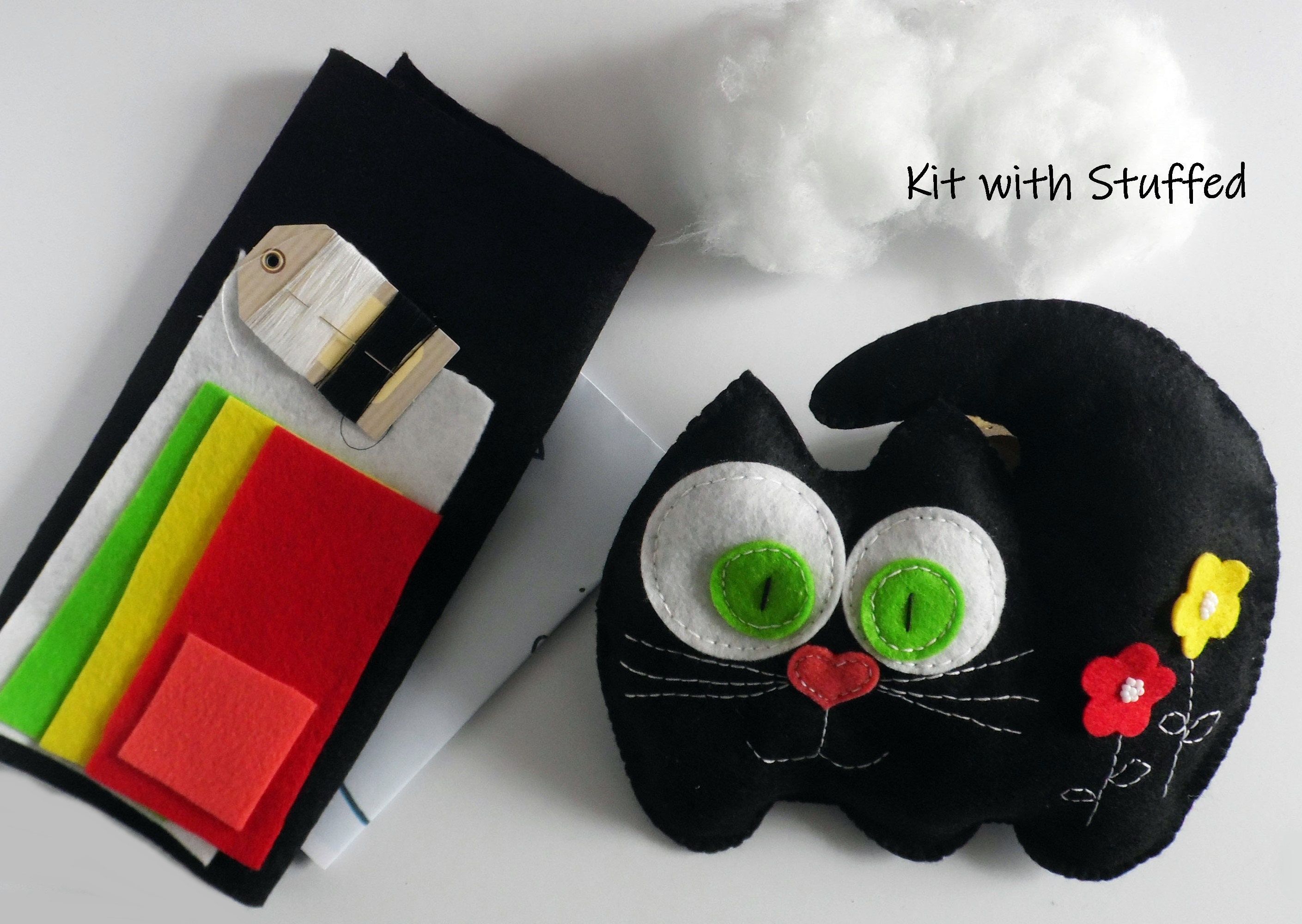 Animal Sewing Kit Kids Crafts Projects Felt Cat Pattern | Etsy