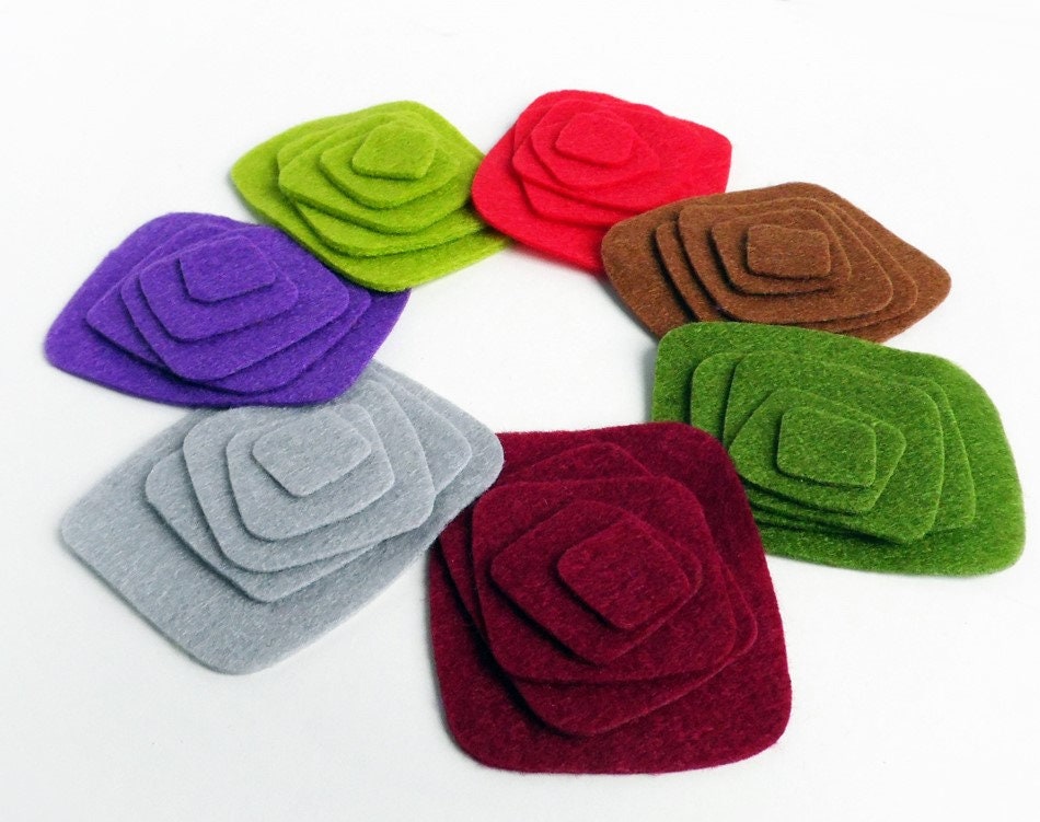 Felt Square in mixed colors felt shapes for crafts die cuts | Etsy