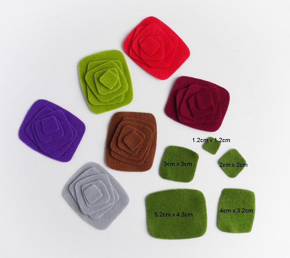 Felt Square in mixed colors felt shapes for crafts die cuts | Etsy