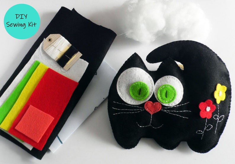 Animal Sewing Kit Kids Crafts Projects Felt Cat Pattern - Etsy
