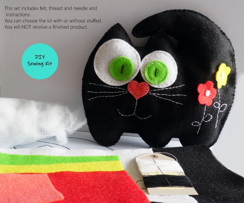 Animal Sewing Kit Kids Crafts Projects Felt Cat Pattern - Etsy