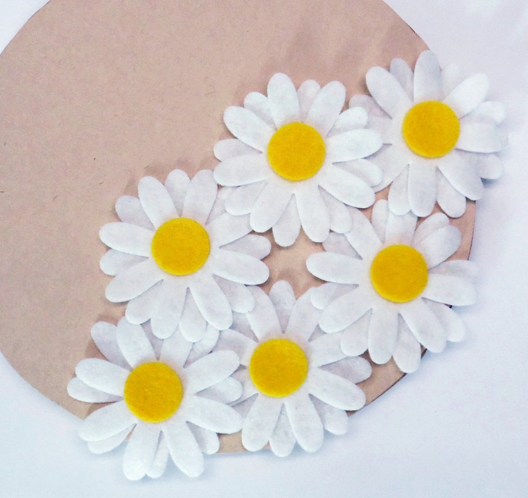 Felt Embellishments, Floral Applique, Felt Daisies Flower, White Felt ...
