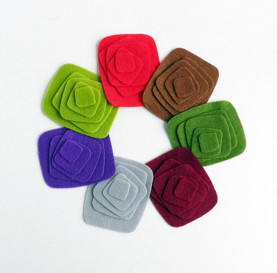 Felt Square in mixed colors felt shapes for crafts die cuts | Etsy