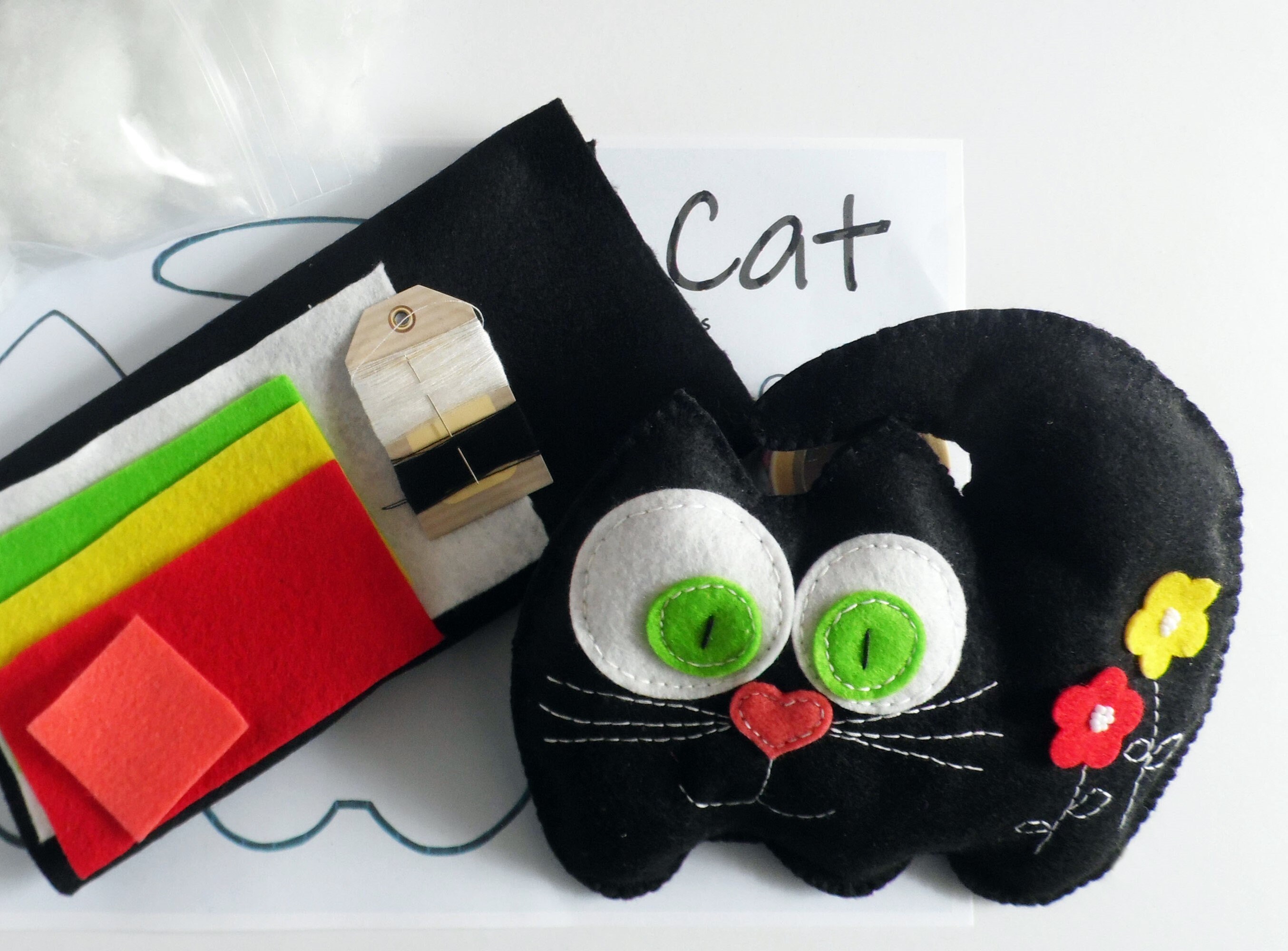 Animal Sewing Kit Kids Crafts Projects Felt Cat Pattern | Etsy