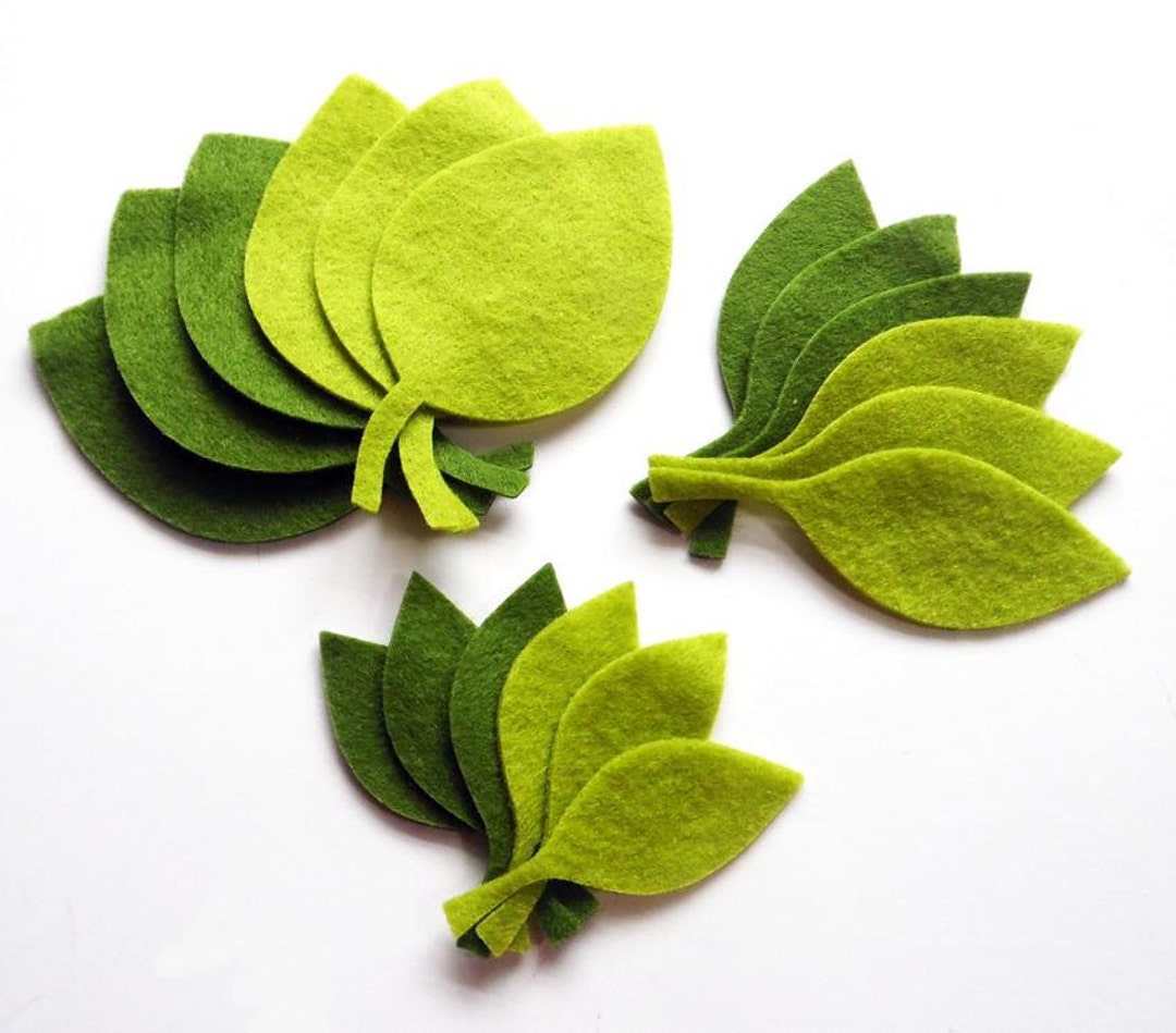 Hojas de fieltro en dos tonos verdes, set de 18 piezas - Etsy México