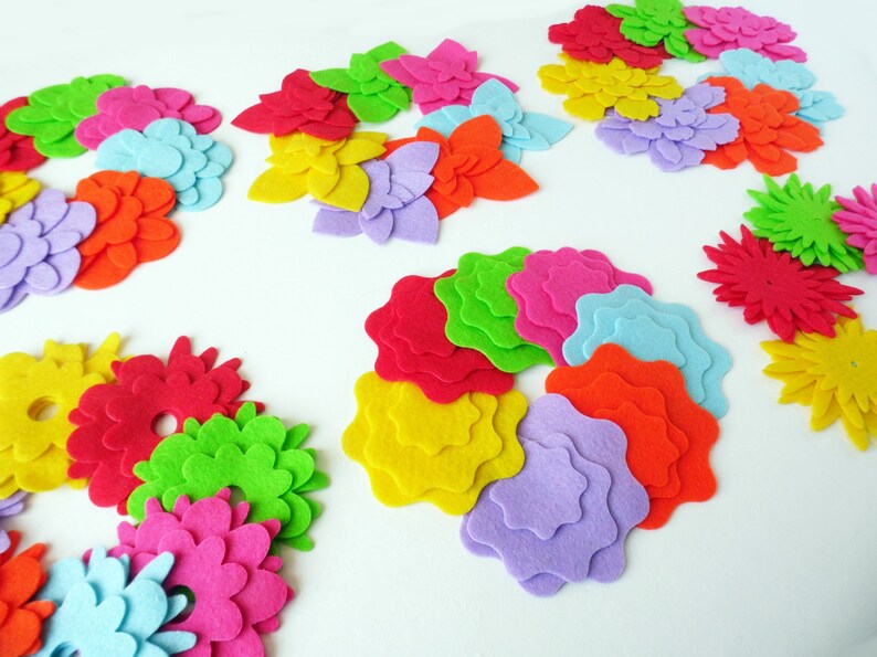 Felt Flower in Rainbow Colors Die Cuts for Scrapbooking - Etsy