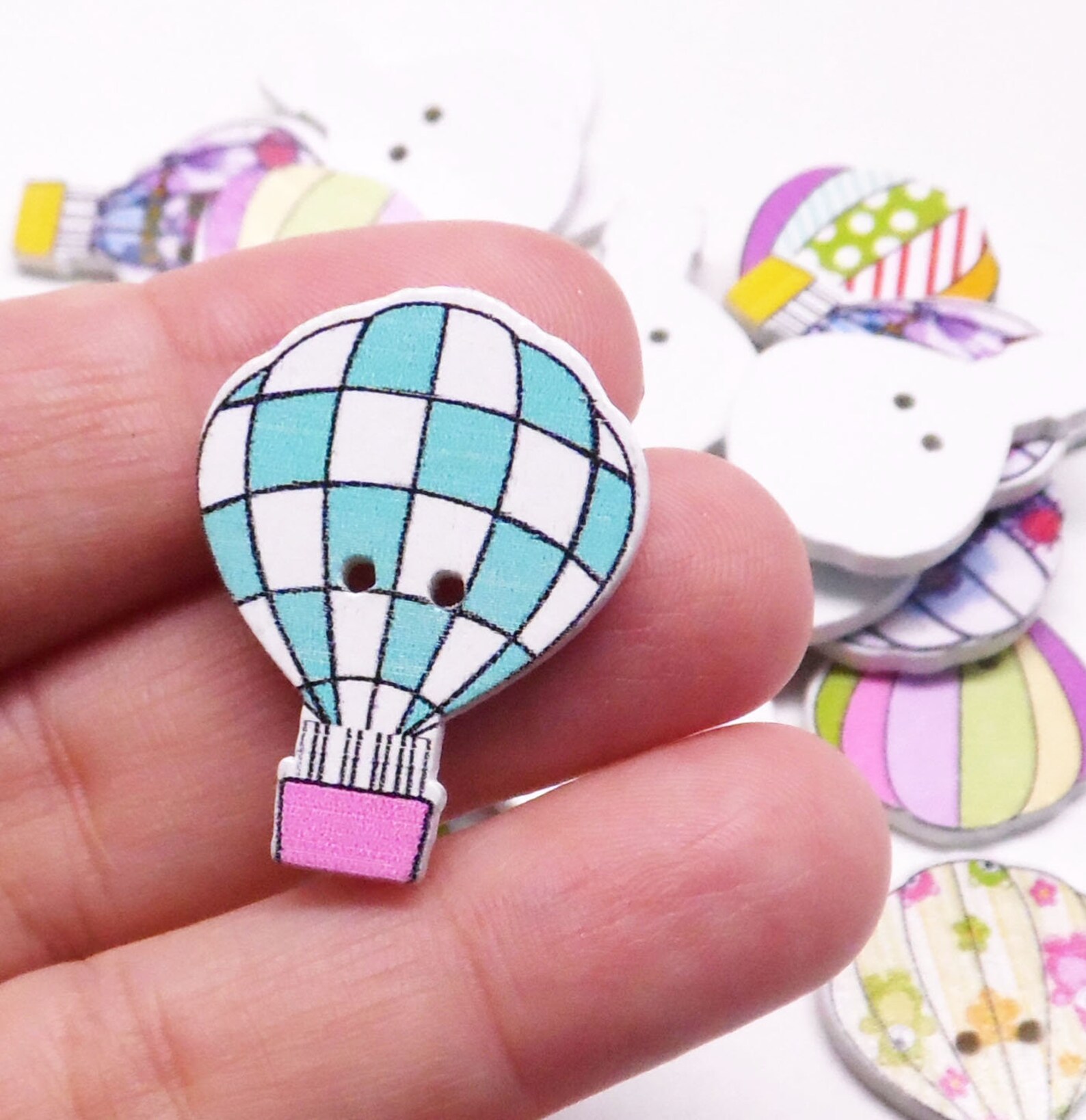 Balloon buttons buttons two hole wood buttons with printed | Etsy