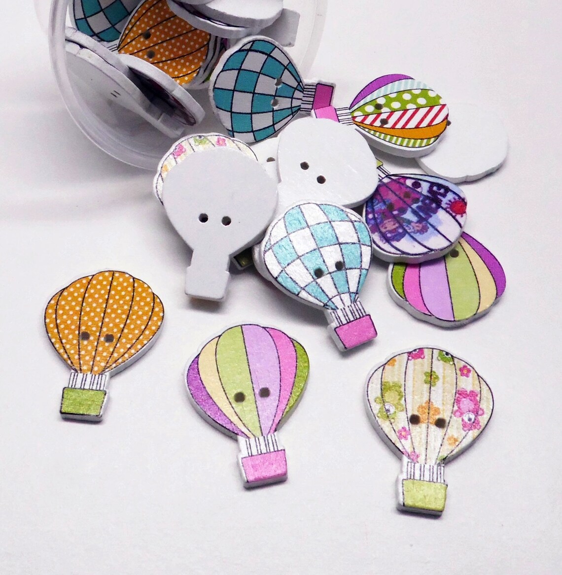 Balloon Buttons Buttons Two Hole Wood Buttons With Printed - Etsy New ...