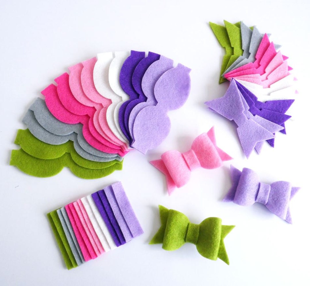 Felt Bows for Headbands, Felt Shapes for Diy Projects, Bows in Purple ...