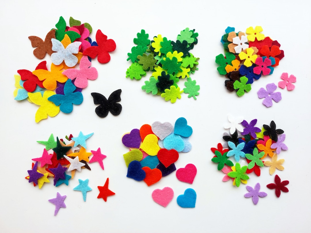 Assorted Shapes Pack, Felt Mixed Colors, Die Cuts for Scrapbooking ...