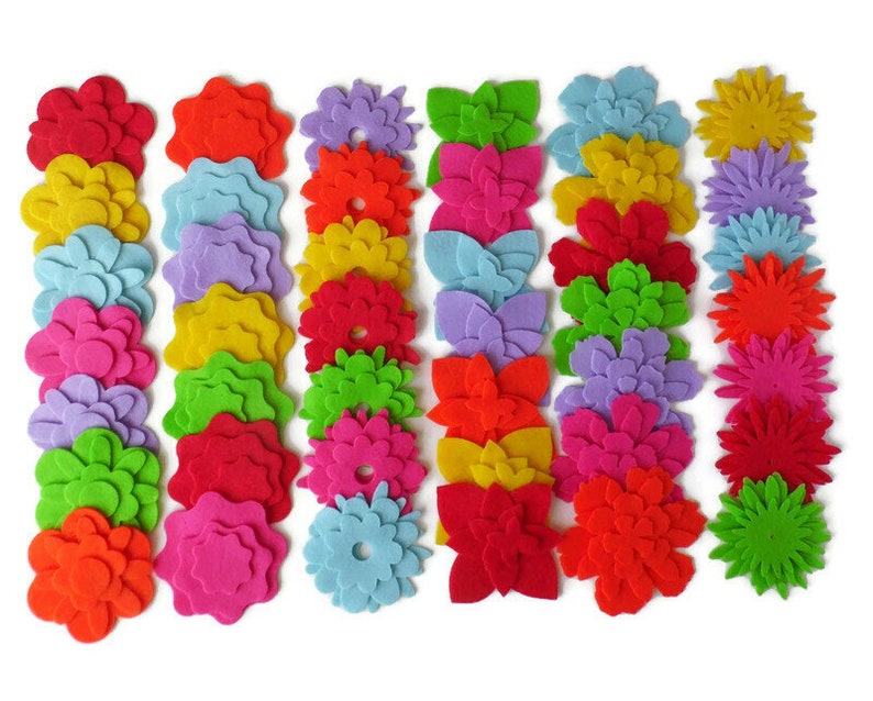 Felt Flower in Rainbow Colors Die Cuts for Scrapbooking - Etsy