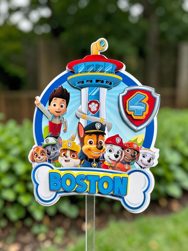 Paw Cake Topper | Puppy Patrol Custom Name, Age Birthday Party ...