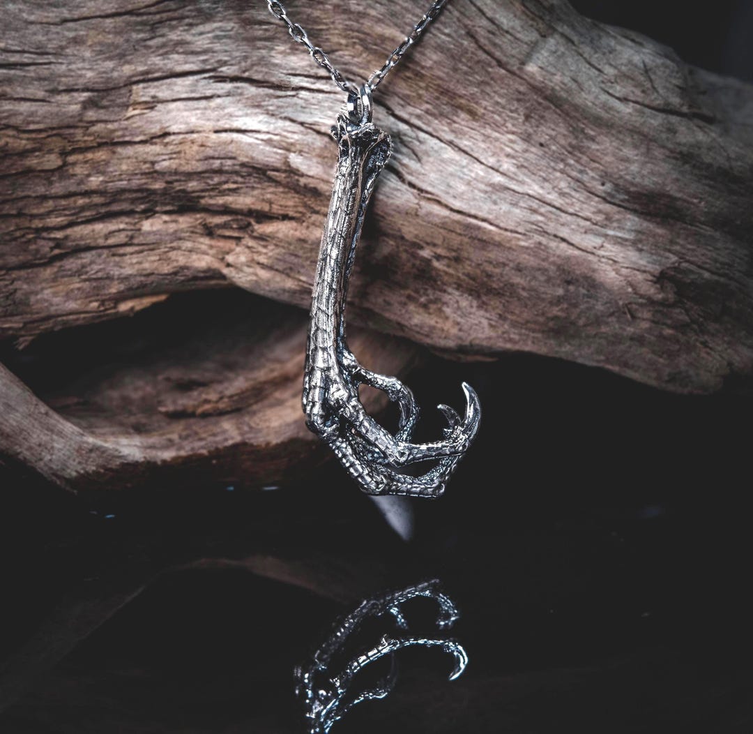 Large Claw Necklace Raven Foot Witch Talisman Pendant 925 Silver ...