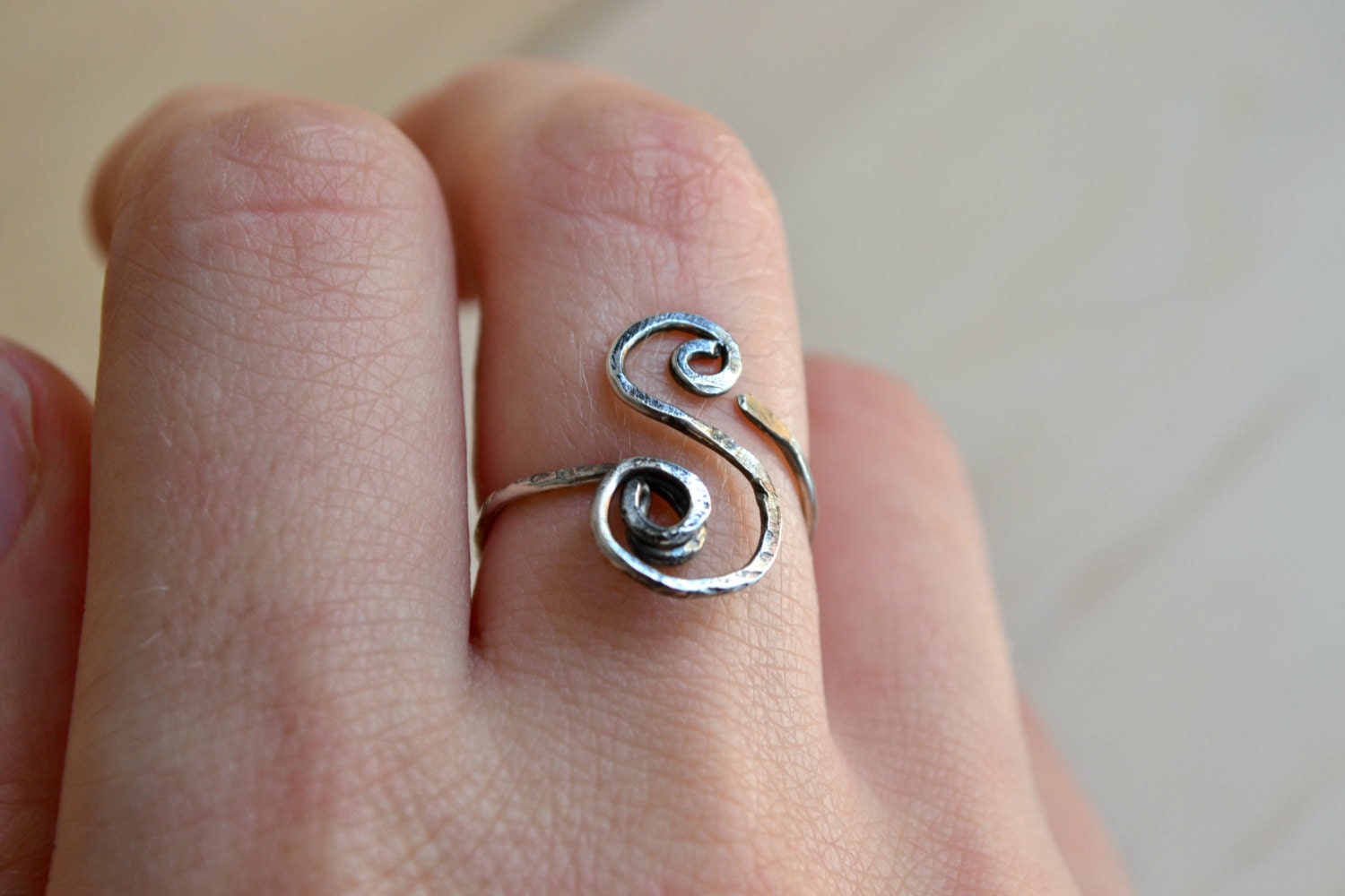 Sterling Silver Initial Ring Personalized Monogram Ring - Etsy