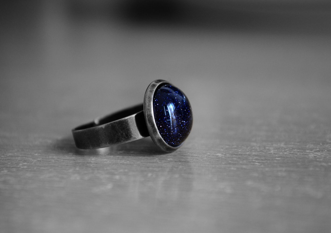 Space Jewelry Gothic Ring Dark Blue Ring Galaxy Ring - Etsy