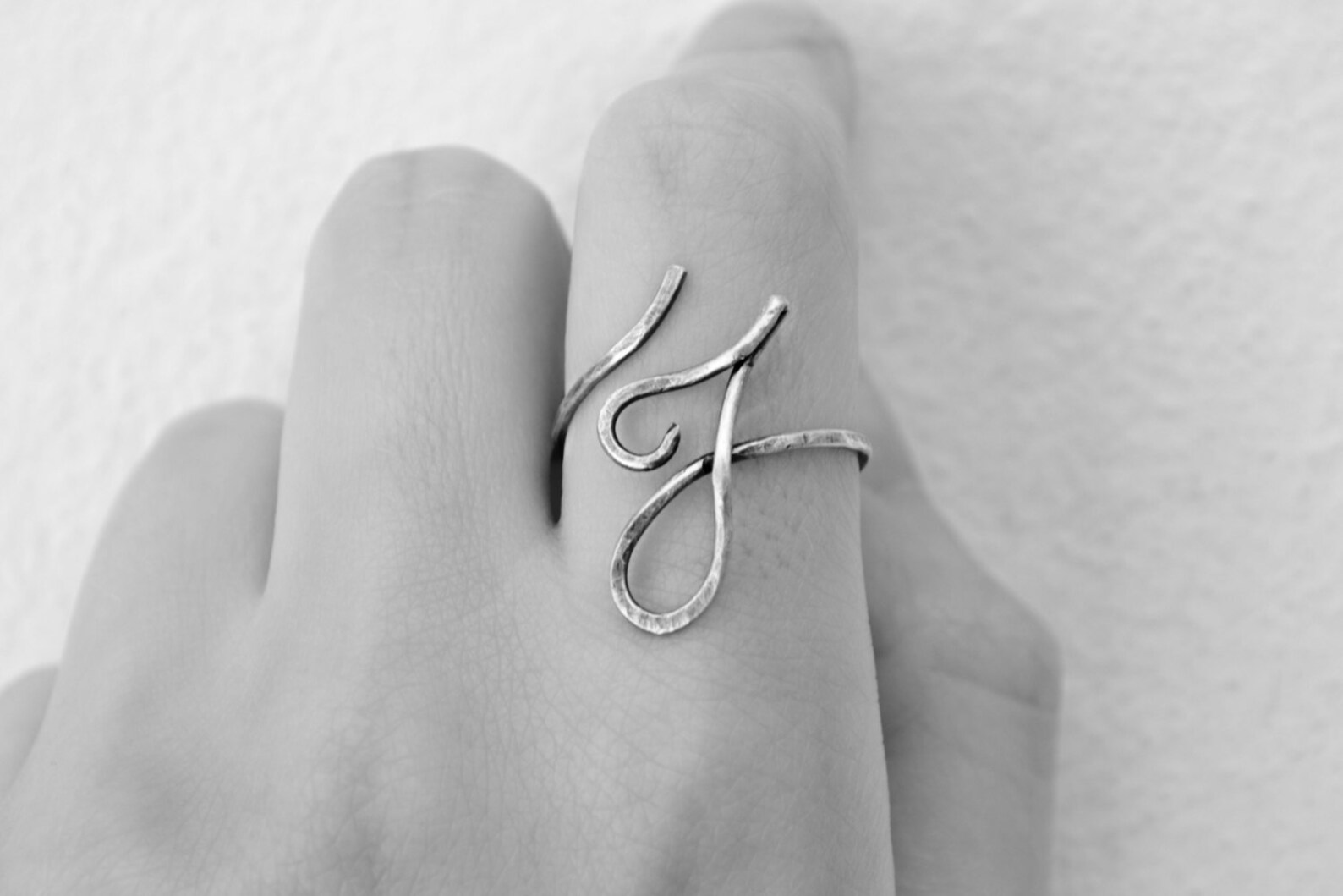 Sterling Silver Initial Ring Personalized Monogram Ring - Etsy