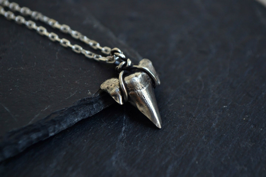 Surfer Necklace, Shark Tooth Necklace, Mens Necklace, Sterling Silver ...