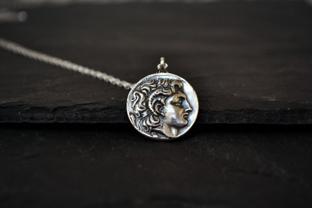 Alexander the Great Coin Necklace, Mens Necklace, Sterling Silver, Coin ...