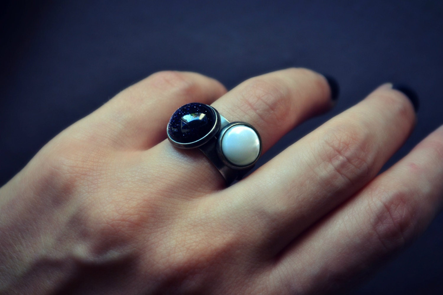 Space Jewelry Gothic Ring Dark Blue Ring Galaxy Ring - Etsy