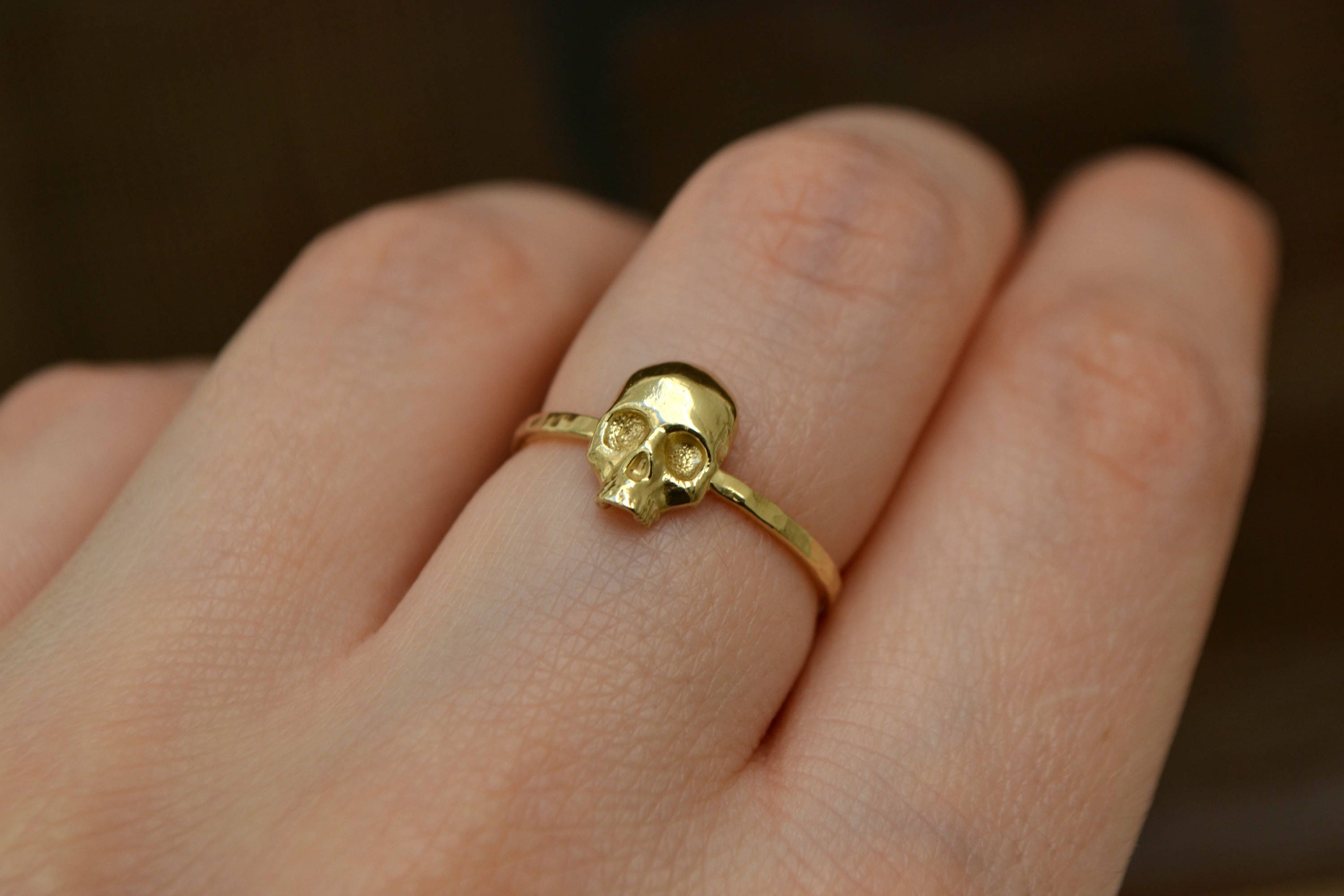 Skull Ring 14k Solid Gold Skull Ring Skull Engagement Ring Etsy