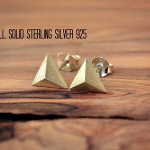 Mens Pyramid Stud Earrings Sterling Silver,triangle Earring Faceted ...