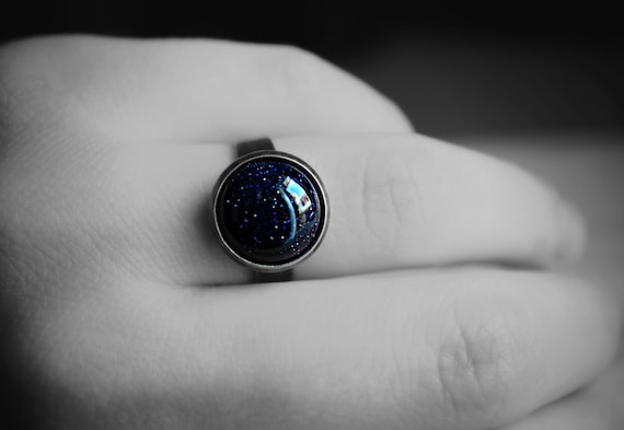 Space Jewelry Gothic Ring Dark Blue Ring Galaxy Ring | Etsy