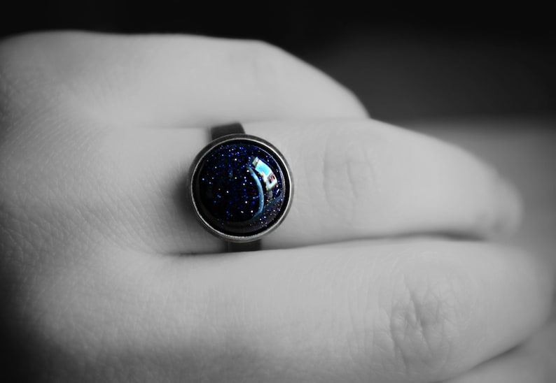 Space Jewelry Gothic Ring Dark Blue Ring Galaxy Ring - Etsy