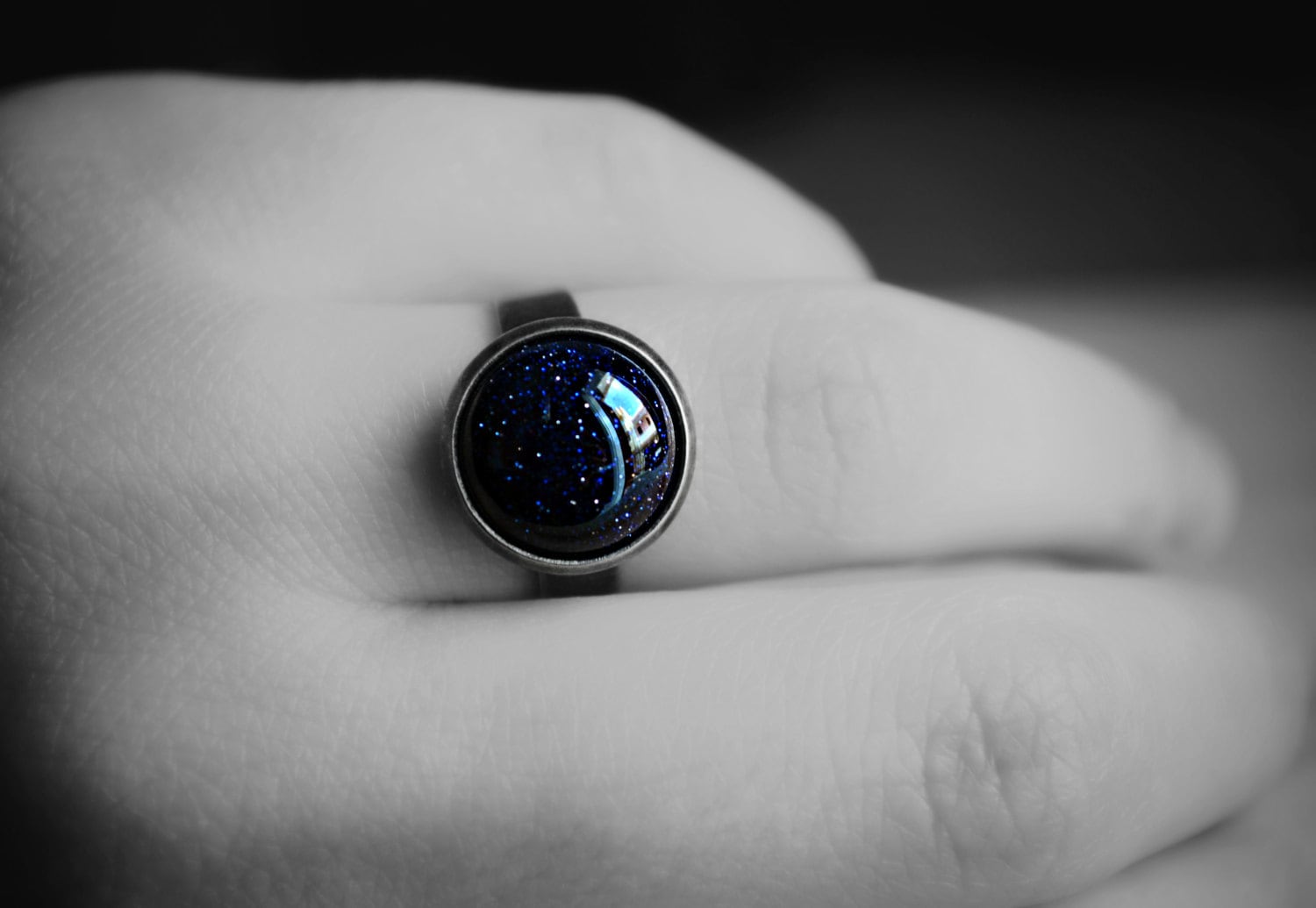 Space Jewelry Gothic Ring Dark Blue Ring Galaxy Ring - Etsy