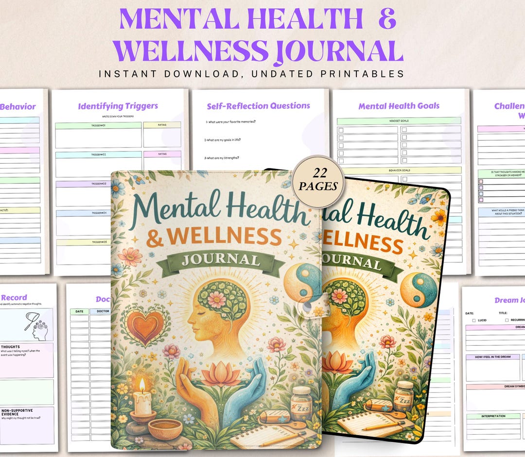 Mental Health & Wellness Journal | Daily Reflection Planner | Self Care ...