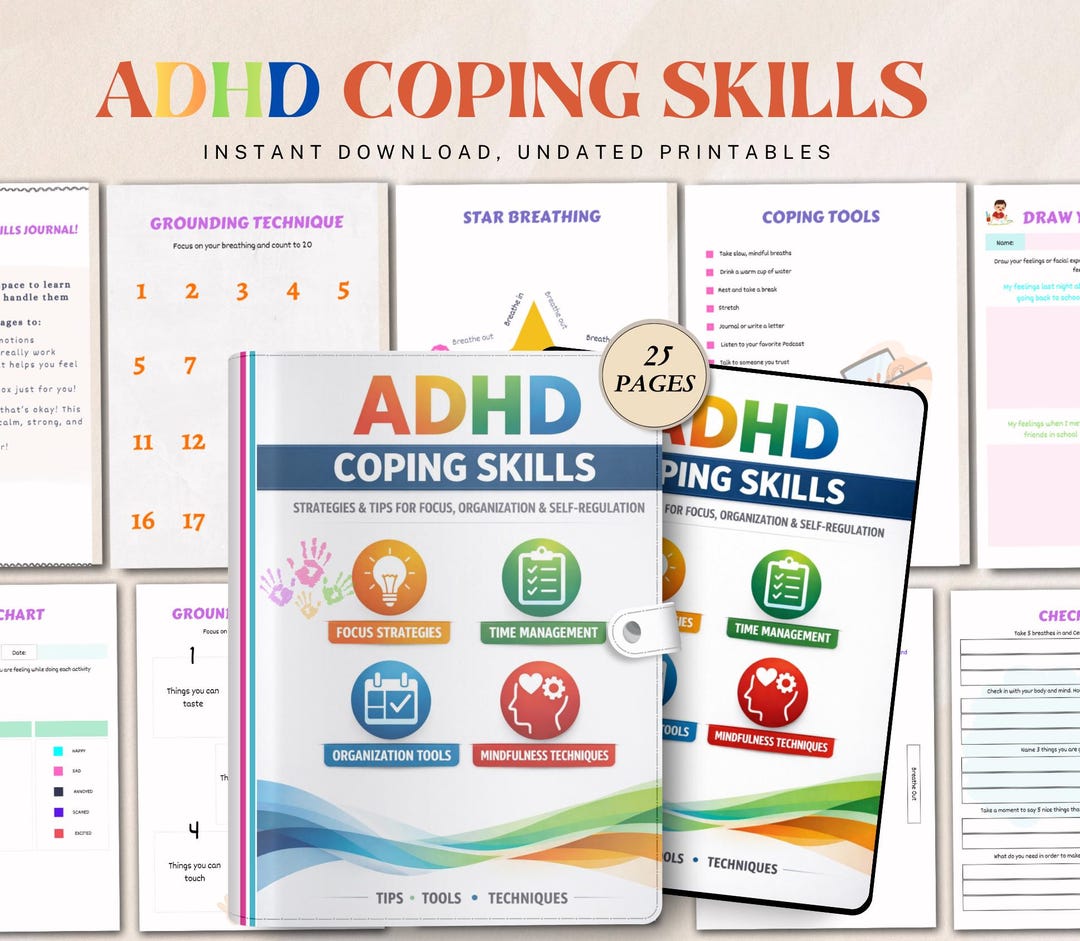 ADHD Coping Skills Workbook | Impulse Control + Coping Strategies ...