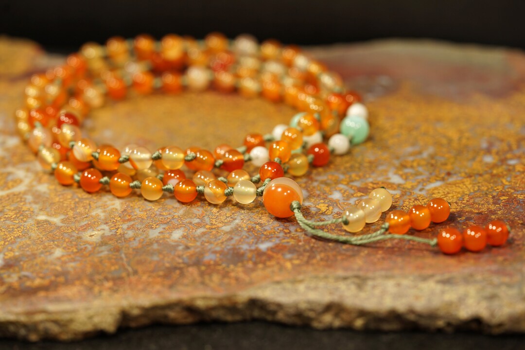 Carnelian Mala • Chrysoprase Necklace • White Moonstone Mala Necklace ...