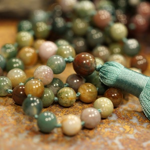 Indian Agate Mala • Indian Agate Mala Beads • Men's Mala • Green Mala ...