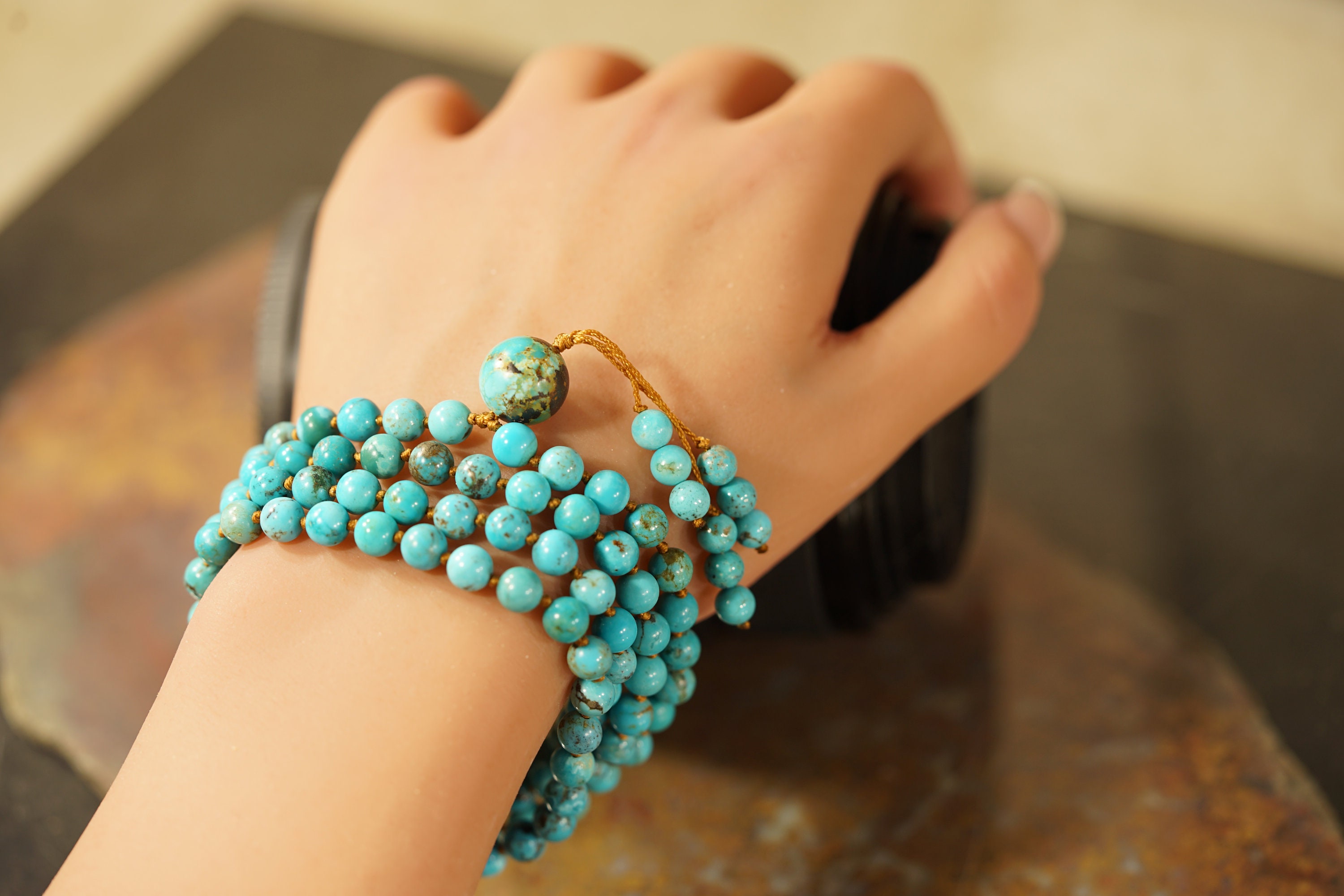 Turquoise Mala Necklace • 108 Bead Mala • Genuine Turquoise Beads • 6mm ...