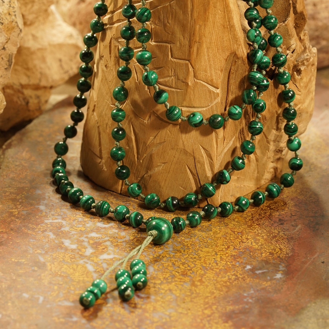 Malachite Mala AAA (108 and Guru), Necklace, Bracelet, Prayer Beads, 6 ...