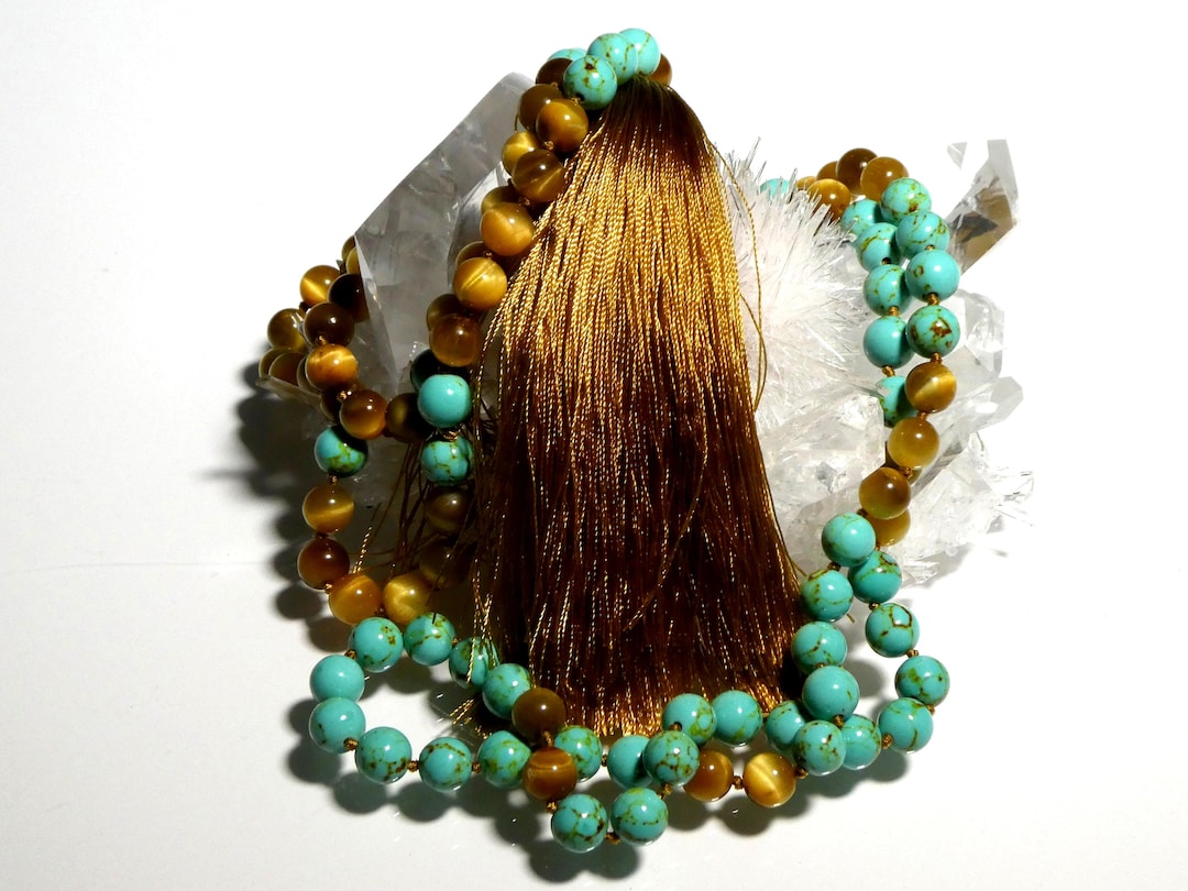 Impression Jasper and Golden Tiger Eye Mala • 108+ • 8mm • Hand Knotted ...