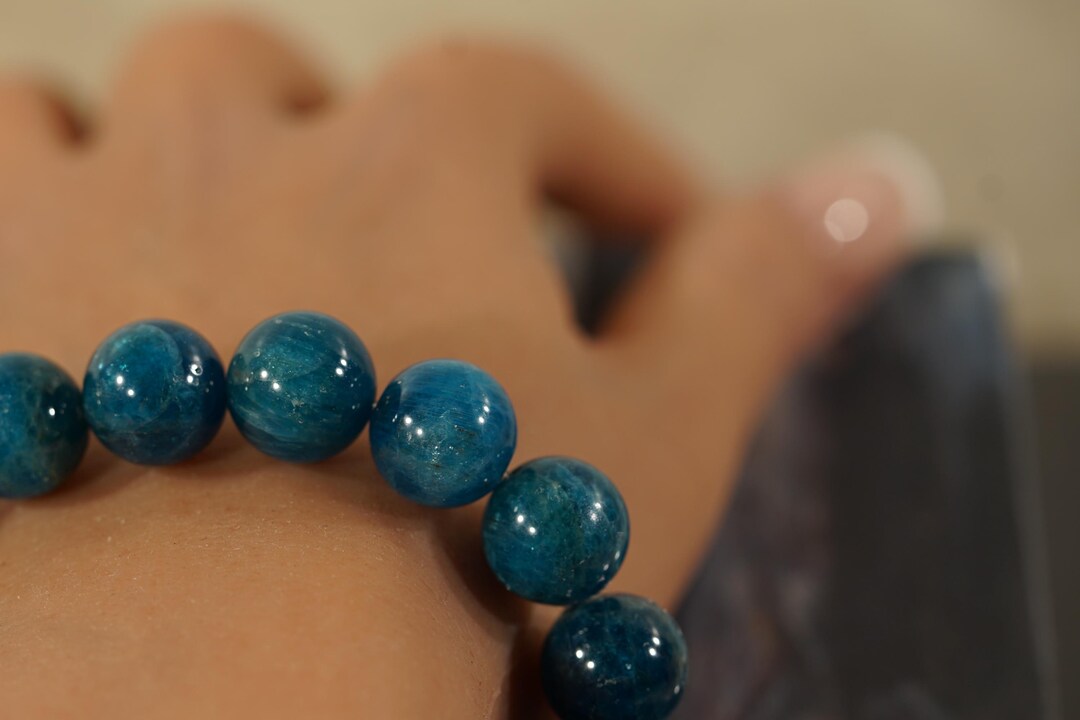 Blue Apatite Bracelet • 12mm • Stone of Manifestation • Hephaestus ...